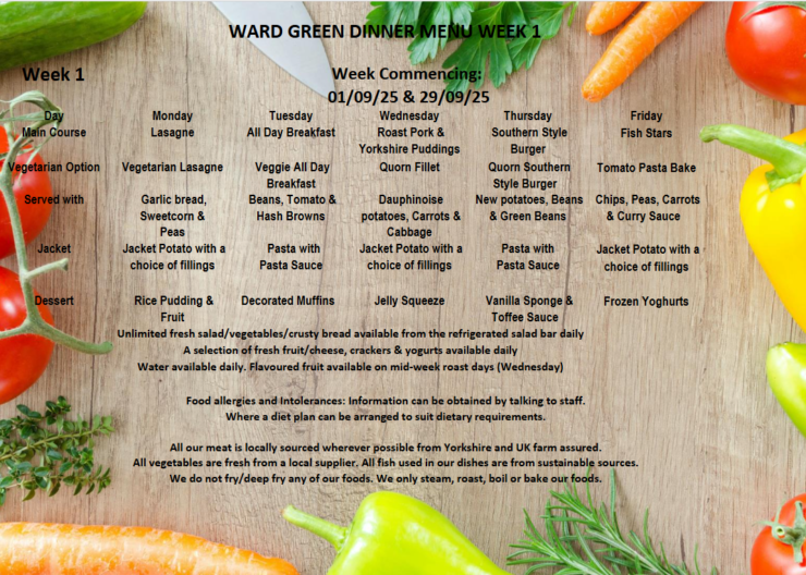 Week 1 Dinner Menu – Ward Green Primary School