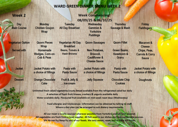 Week 2 Dinner Menu – Ward Green Primary School