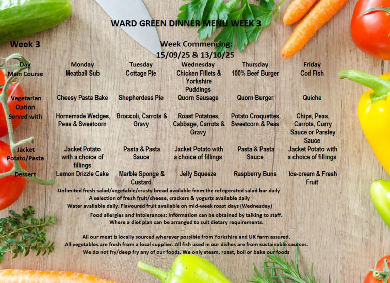 Week 3 Dinner Menu – Ward Green Primary School